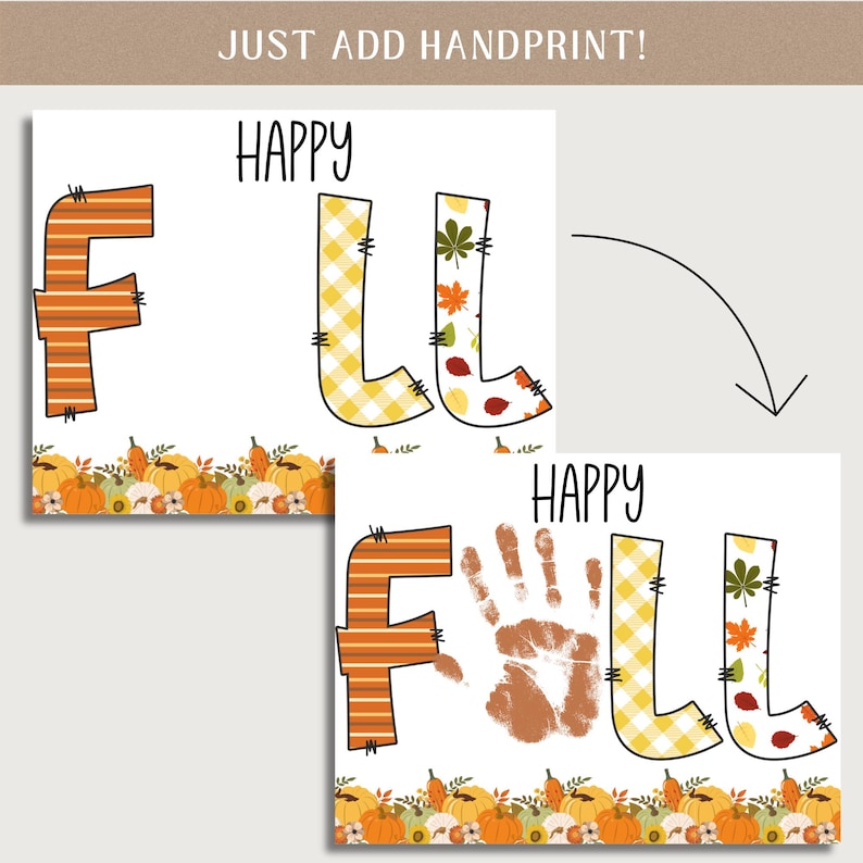 Autumn Handprint Craft: Happy Fall Handprint Art (PDF Printable) - Etsy
