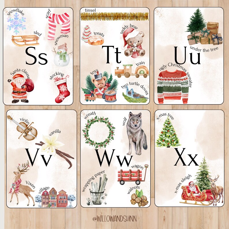 Christmas Alphabet Flashcards: Preschool Christmas Craft Printable - Etsy