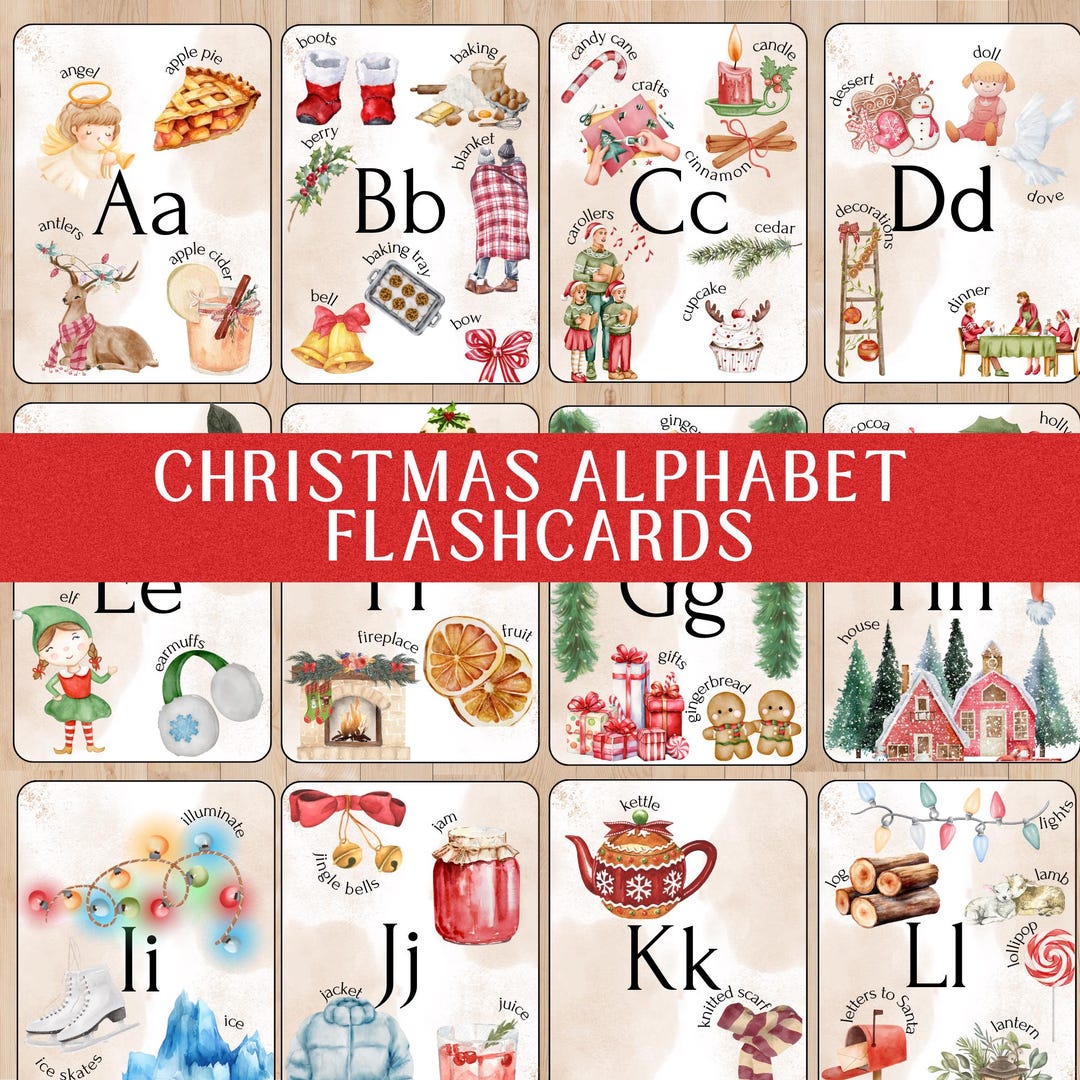 Christmas Alphabet Flashcards: Preschool Christmas Craft Printable - Etsy