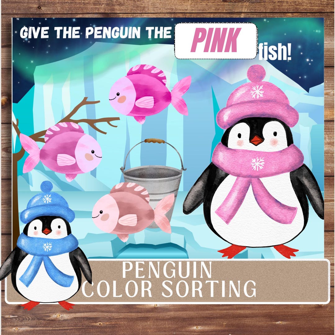 Penguin Color Sorting Mat: Preschool Winter Activity - Etsy