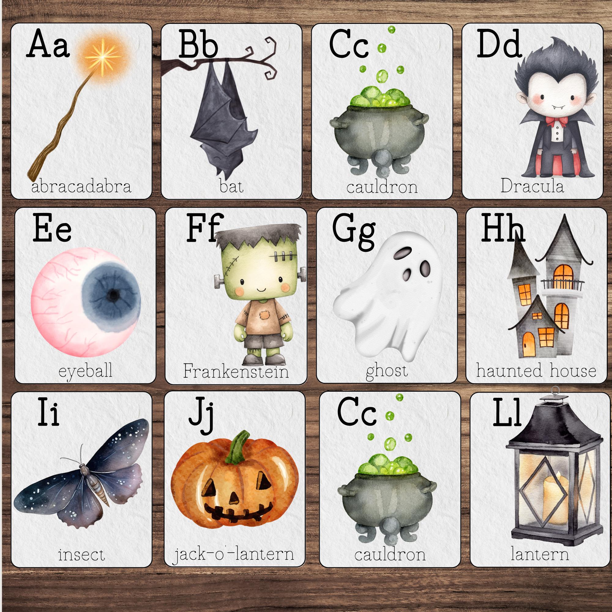 Halloween Alphabet Flashcards: ABC Printable for Toddlers & Preschool ...