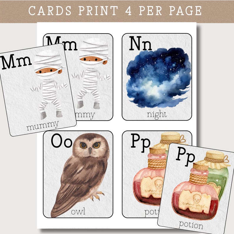Halloween Alphabet Flashcards: ABC Printable for Toddlers & Preschool ...