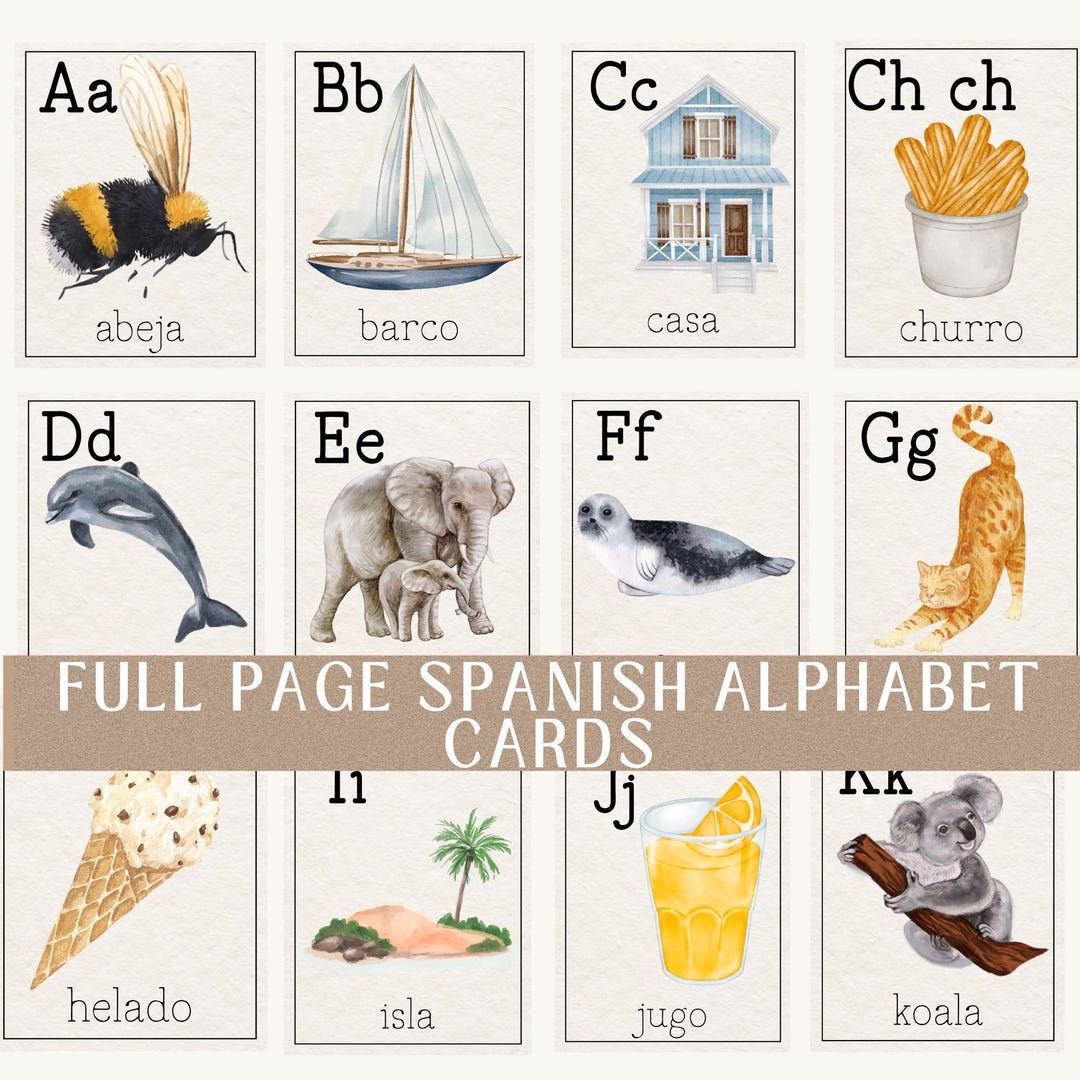 Spanish ABC Flashcards for Kids - Alphabet Cards for Toddler ...