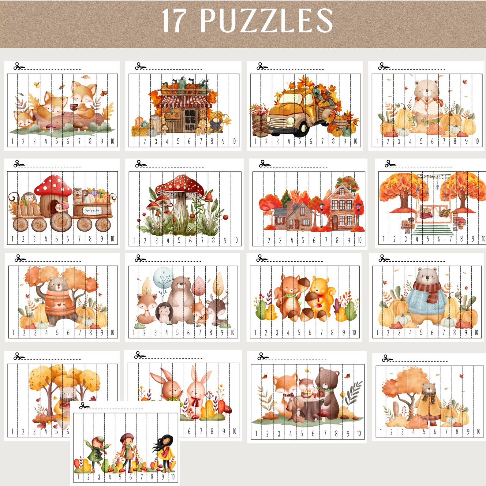 Autumn Number Puzzle Game: Montessori Math Activity (PDF Download) - Etsy