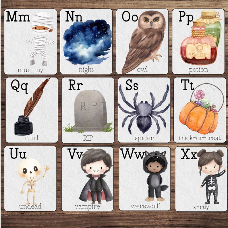 Halloween Alphabet Flashcards: ABC Printable for Toddlers & Preschool ...