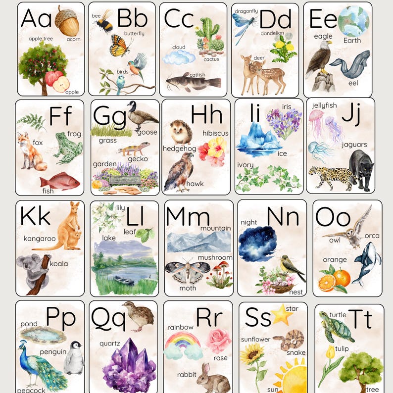 Nature ABC Flashcards: Montessori Homeschool Printable (PDF Download ...