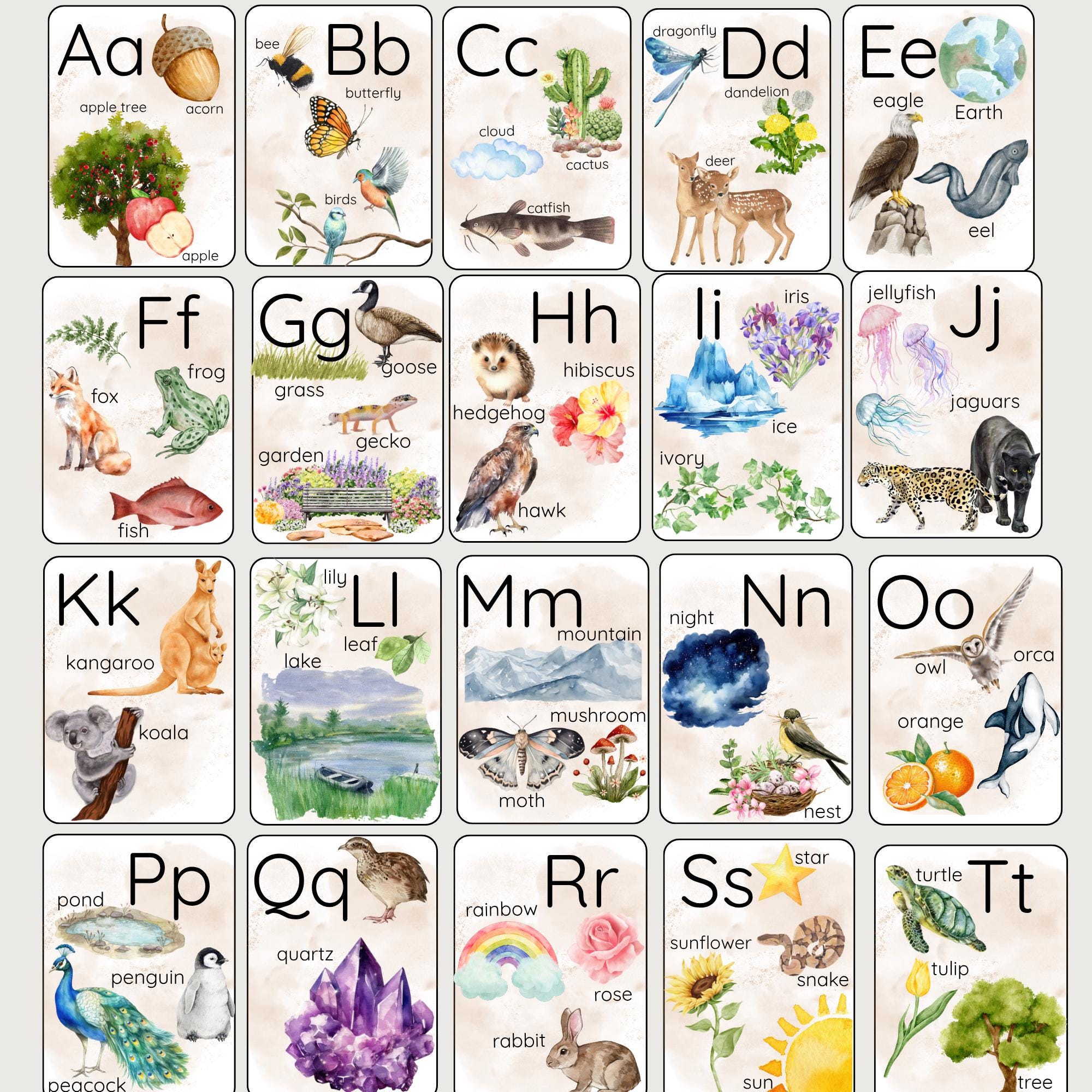 Nature ABC Flashcards: Montessori Homeschool Printable (PDF Download ...