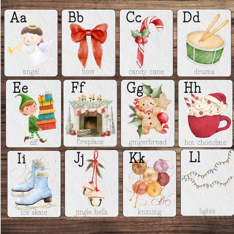 Christmas Alphabet Flashcards: ABC Printable for Toddlers & Preschool ...