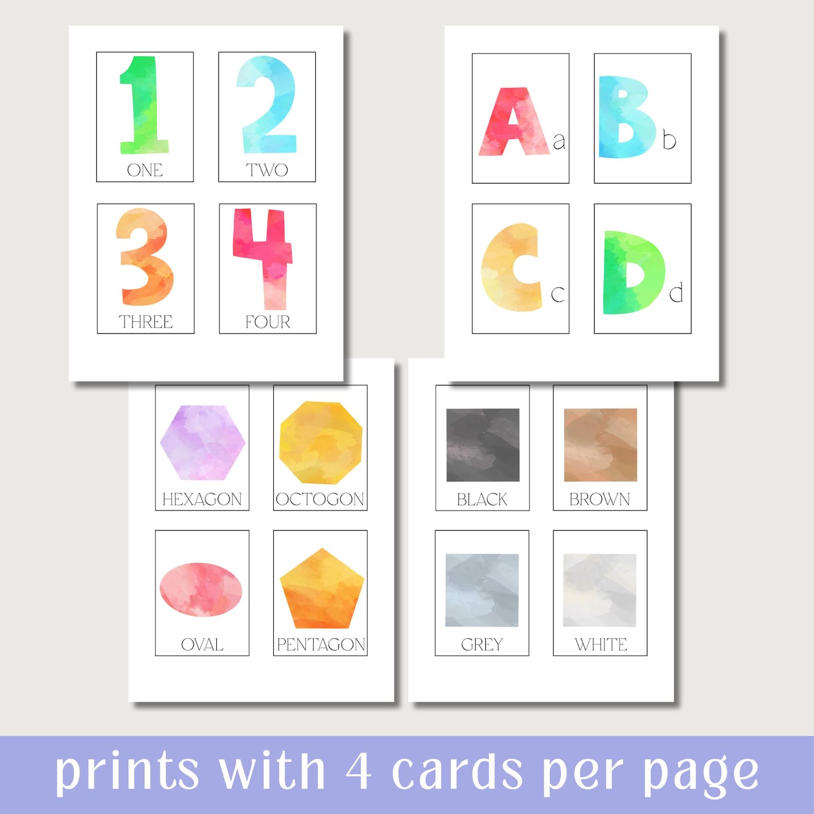 Preschool Flashcard Bundle: Alphabet, Numbers, Colors, Shapes (digital ...