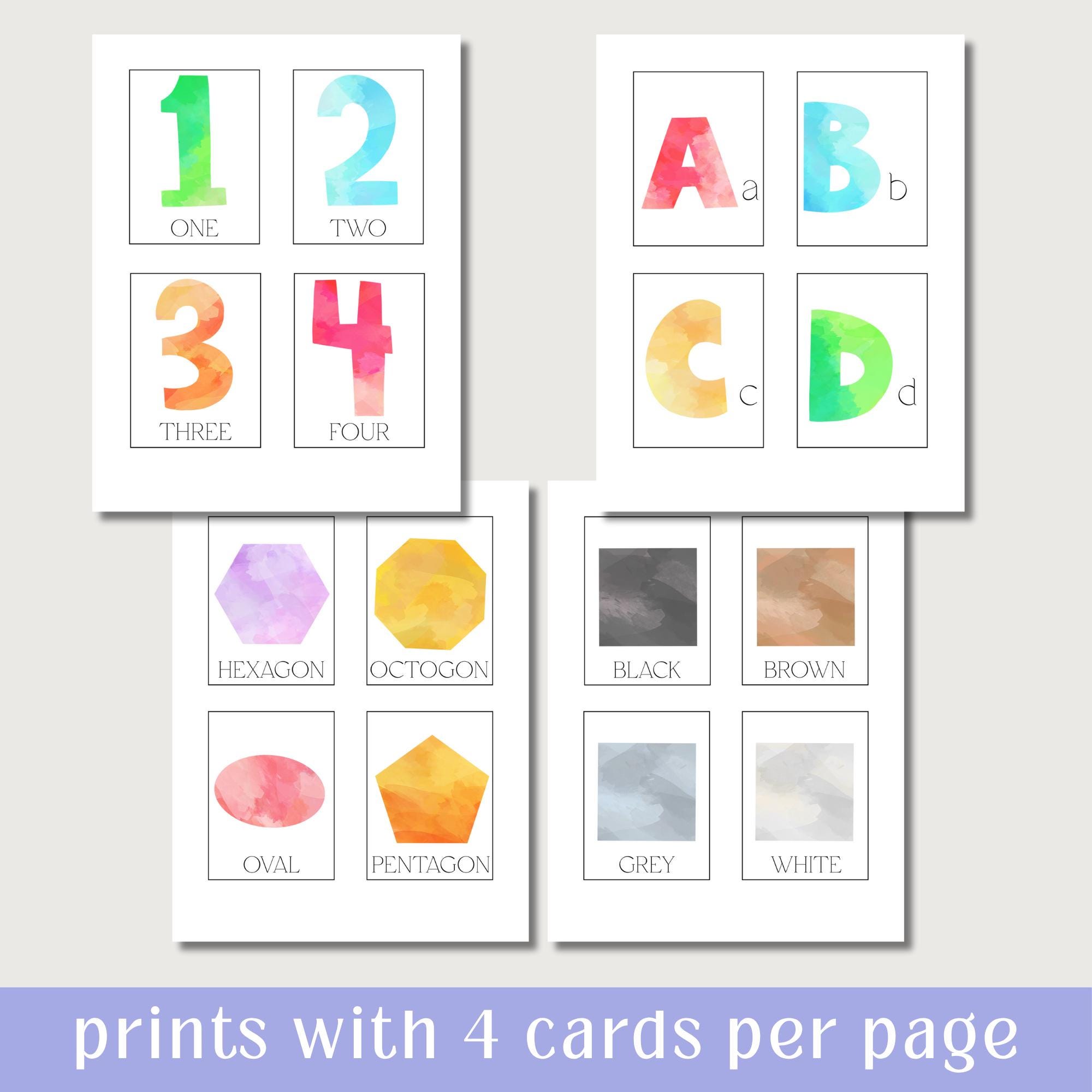 Preschool Flashcard Bundle: Alphabet, Numbers, Colors, Shapes (digital ...