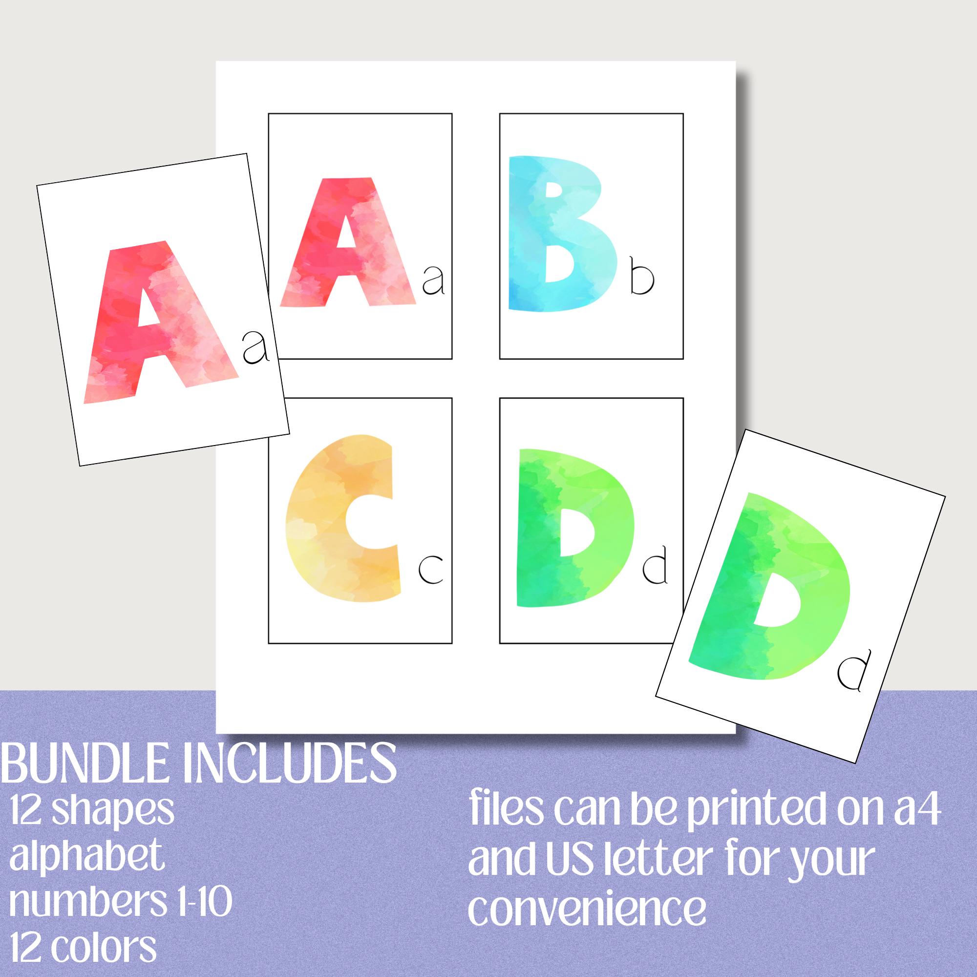 Preschool Flashcard Bundle: Alphabet, Numbers, Colors, Shapes (digital ...