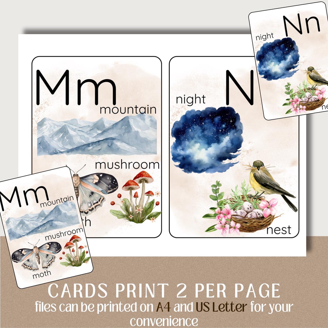 Nature ABC Flashcards: Montessori Homeschool Printable (PDF Download ...