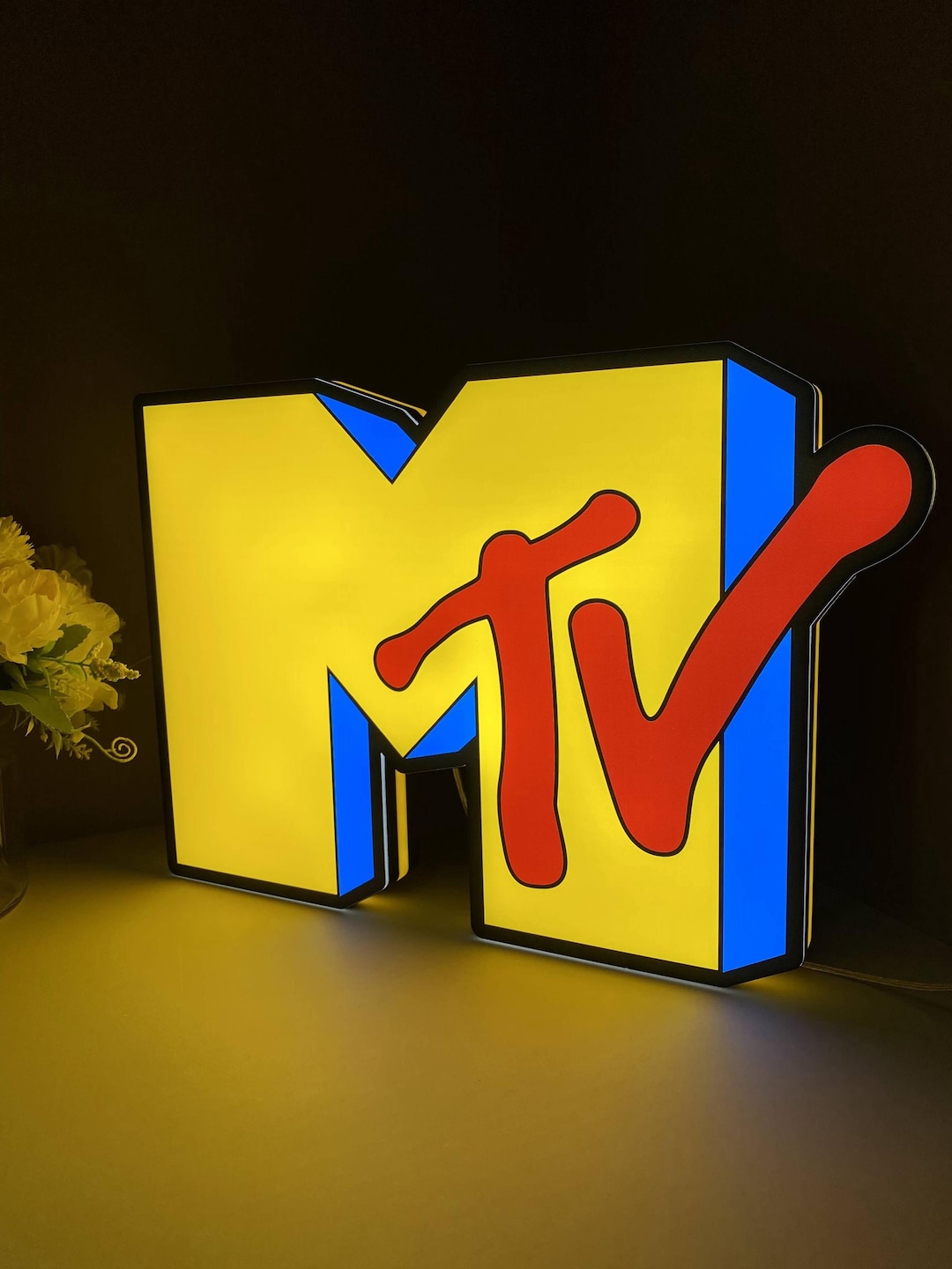 Music Television LED Light Sign, MTV Logo for Music Record Room Beer ...