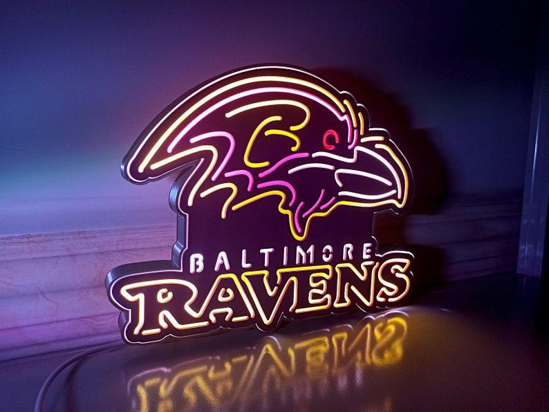 Baltimore Ravens LED Light Sign - Football Team Decor, Desktop Light ...