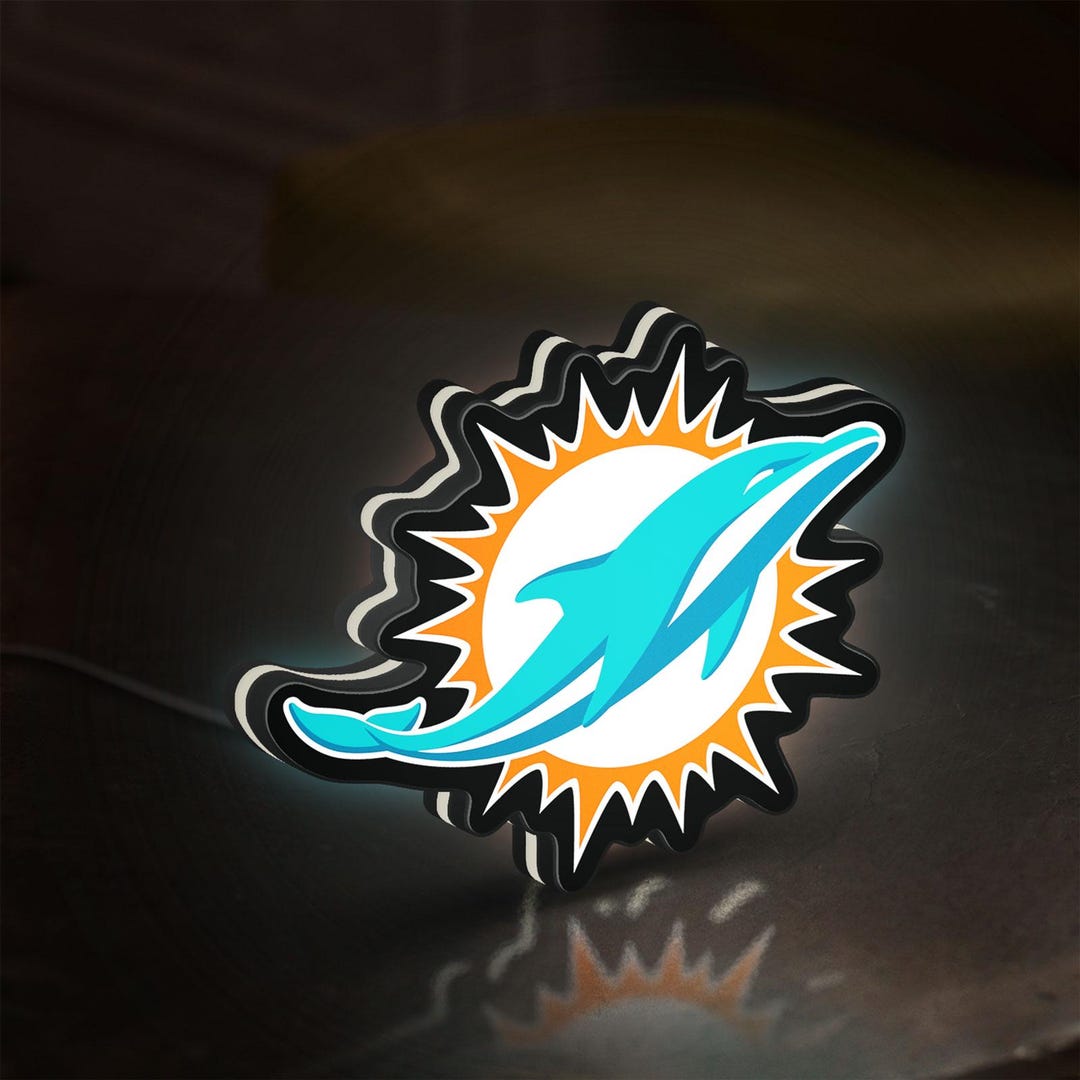 Miami Dolphins LED Light Box, 3D Printed Acrylic Sign, Personalized ...