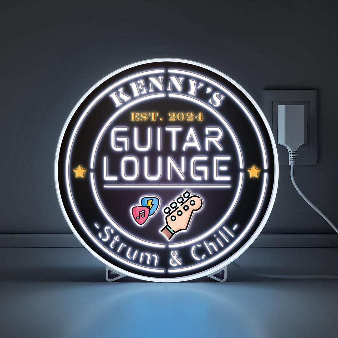 Custom Guitar Lounge Cutout-style LED Lightbox With Personalized Name ...