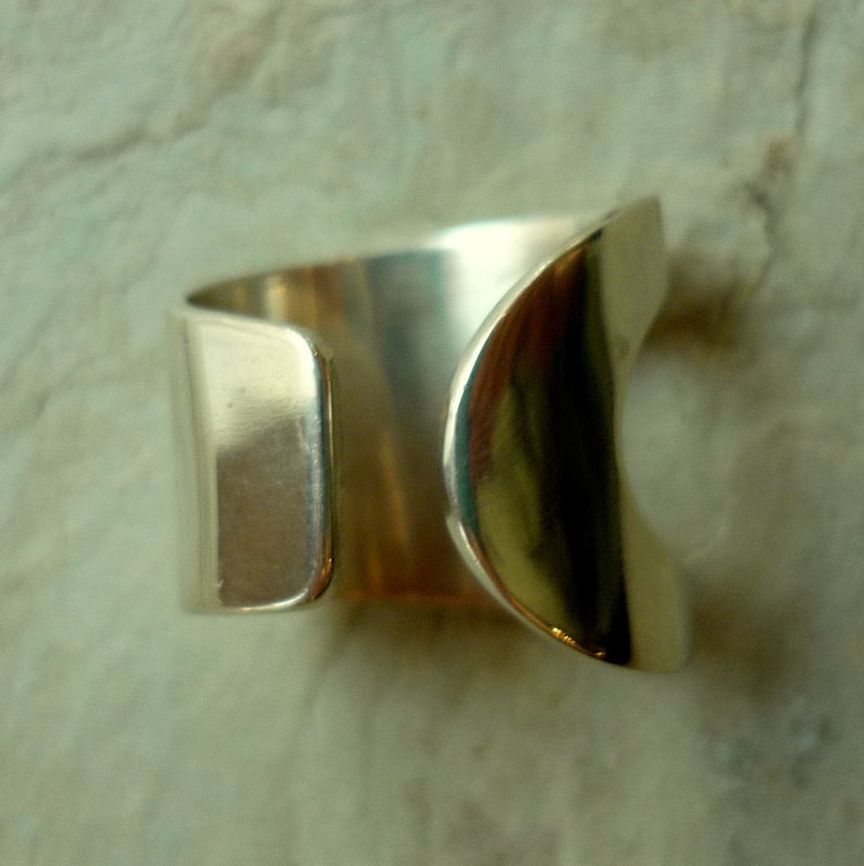 Sterling Silver Ring, Wide Cut Out Band, Chunky Silver Ring, Wide Band ...