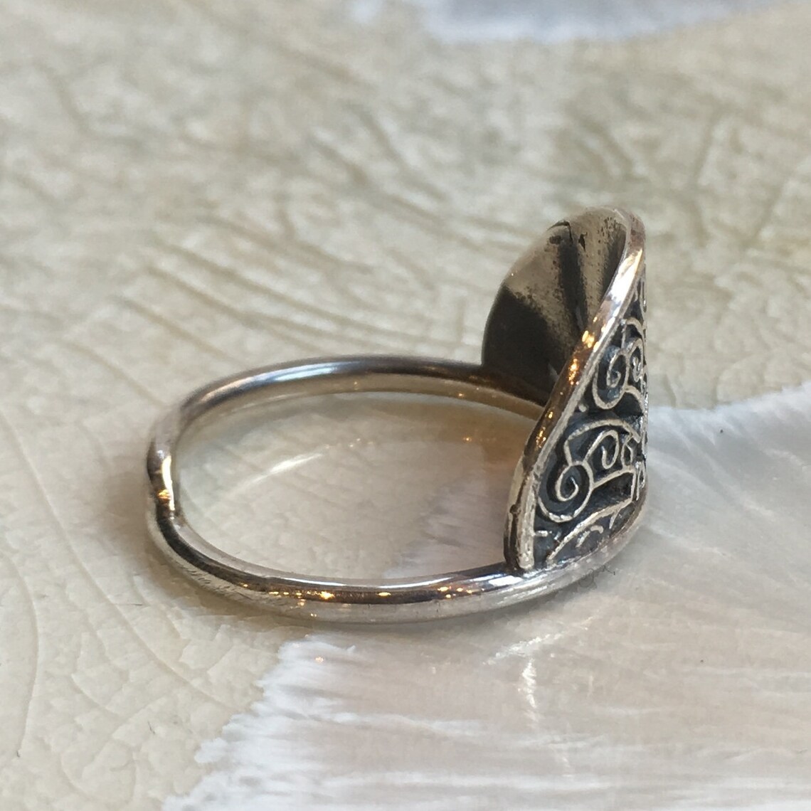 Sterling Silver Ring Tribal Silver Ring Semi Round Statement - Etsy