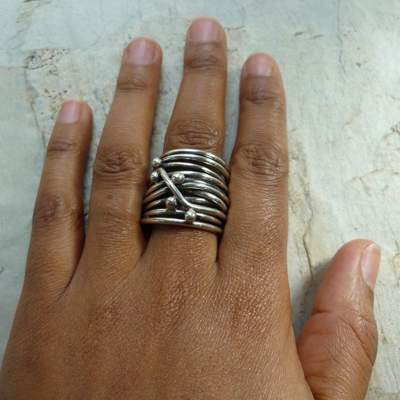 Sterling Silver Ring, Wire Wrapped Silver Ring, Silver Ring, Statement ...