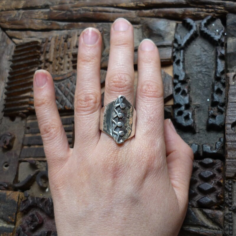 Sterling Silver Ring, Wide Silver Ring, Statement Silver Ring, Chunky ...