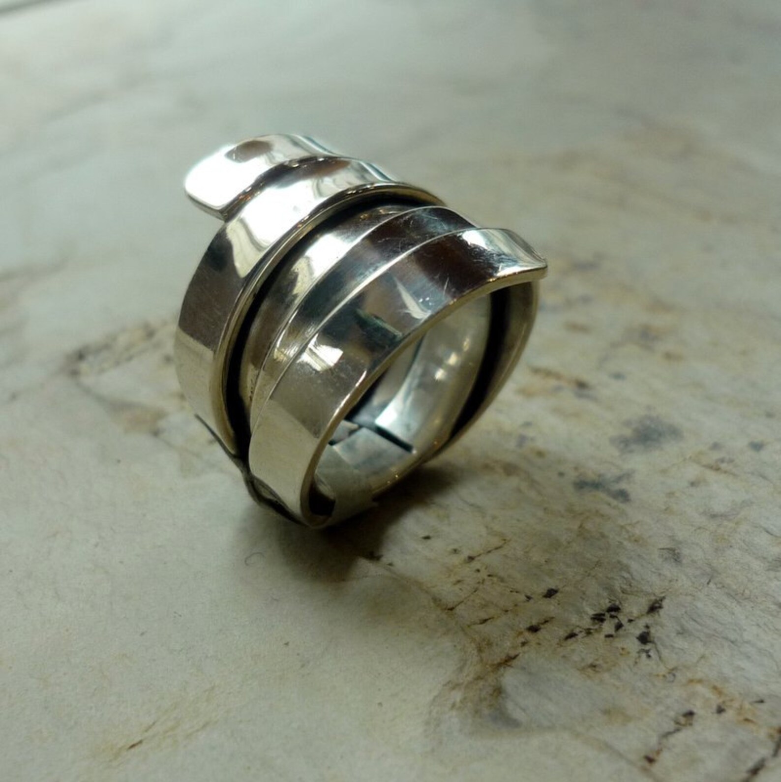Sterling Silver Ring Silver Wire Wrapped Ring Wide Silver - Etsy