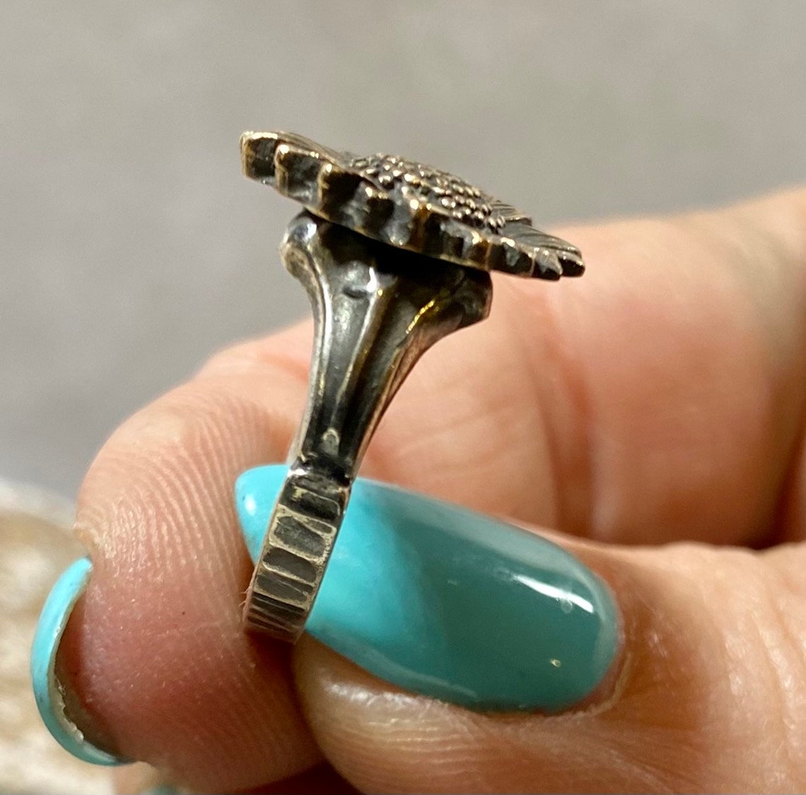 Flower Ring Silver bronze Ring Rustic Ring statement ring | Etsy