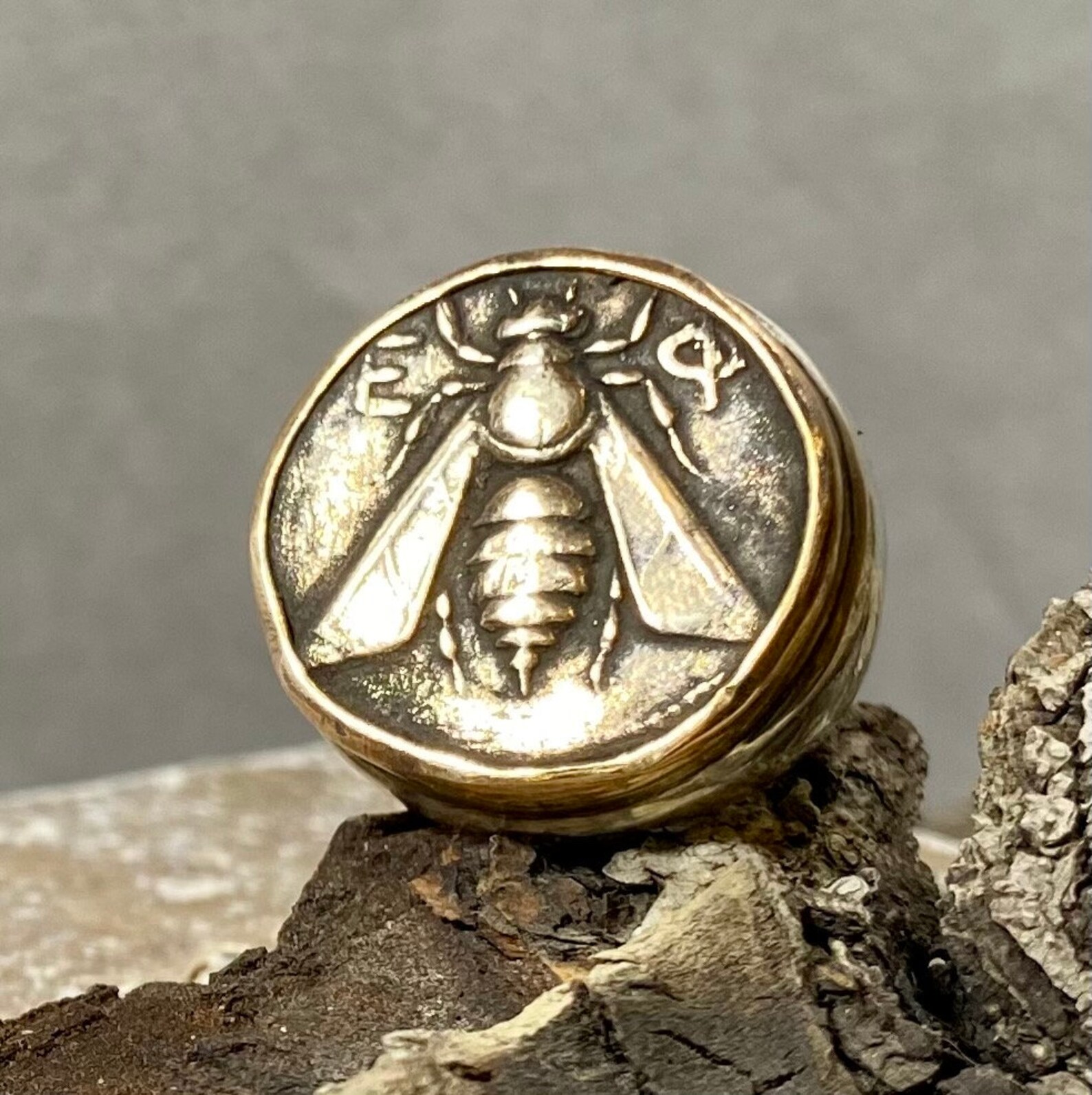 Bee Ring Coin Ring Seal Ring Signet Ring Silver Bronze - Etsy