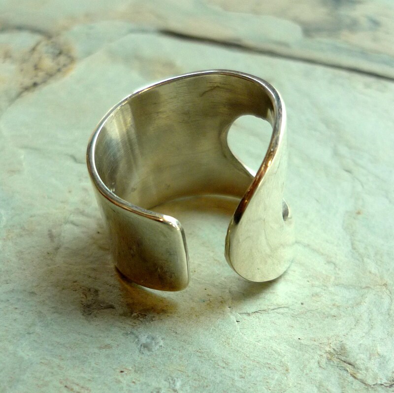 Sterling Silver Ring Wide Cut Out Band Chunky Silver Ring | Etsy