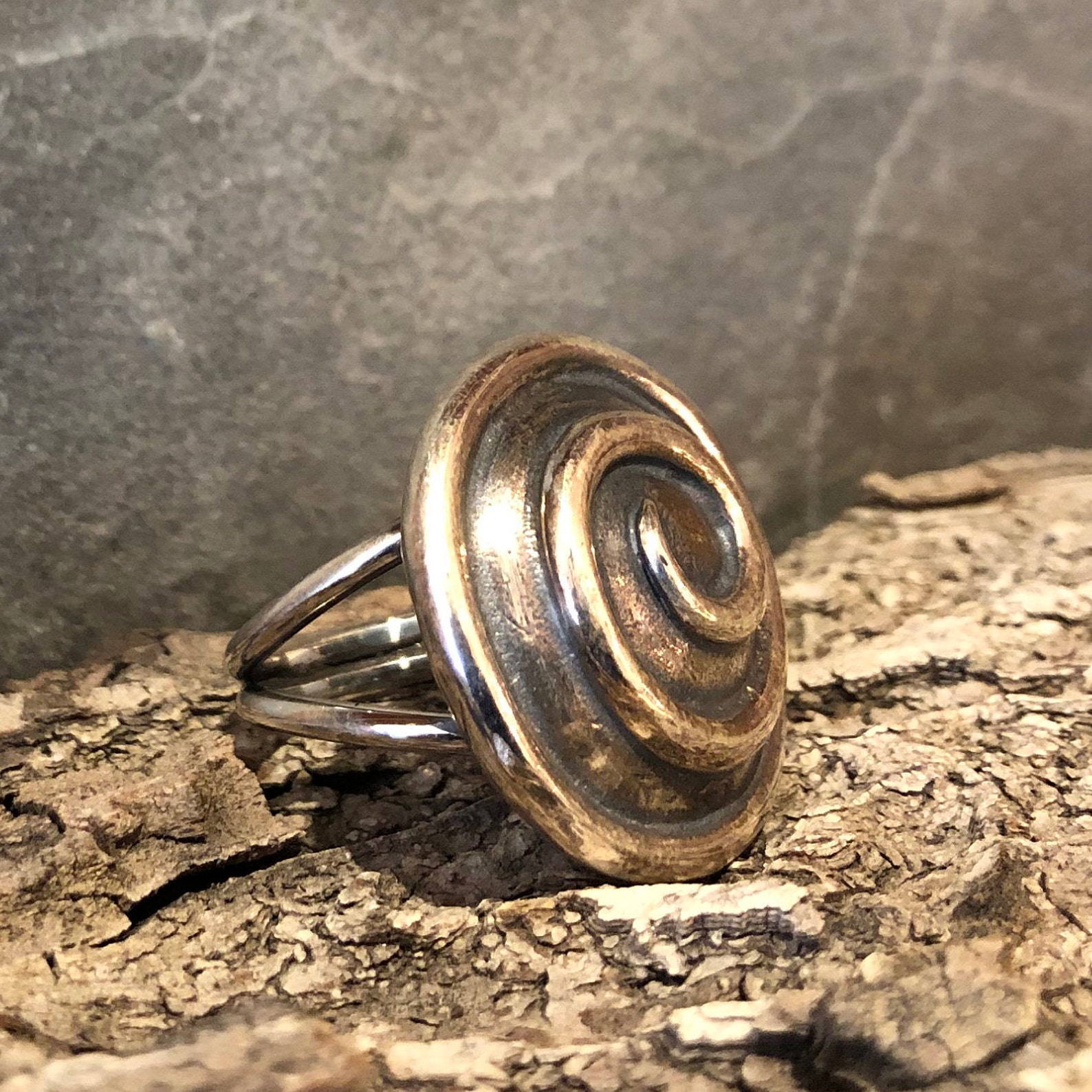 Silver Spiral Ring, Round Statement Silver Ring, Big Ring, Cocktail ...
