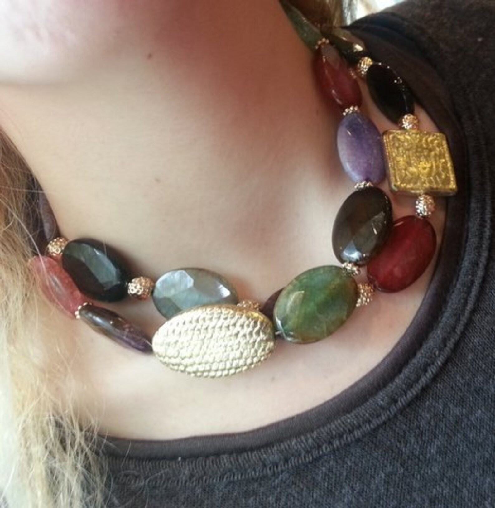 Multicolor Agate Stones Necklaces Nugget Agate Stones Beads - Etsy