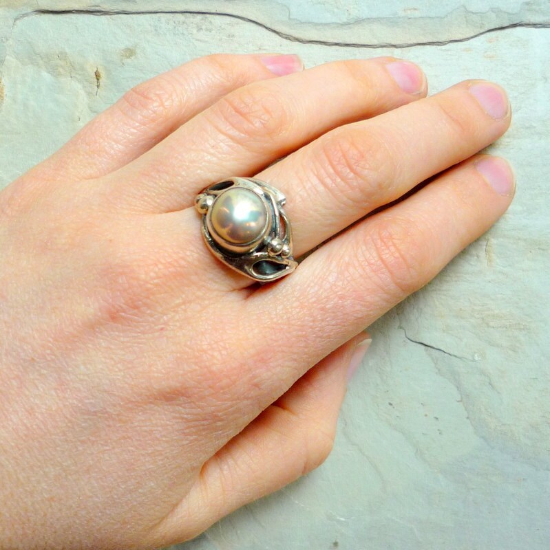 Sterling Silver Ring Pearl Ring Light Pink Pearl Ring | Etsy