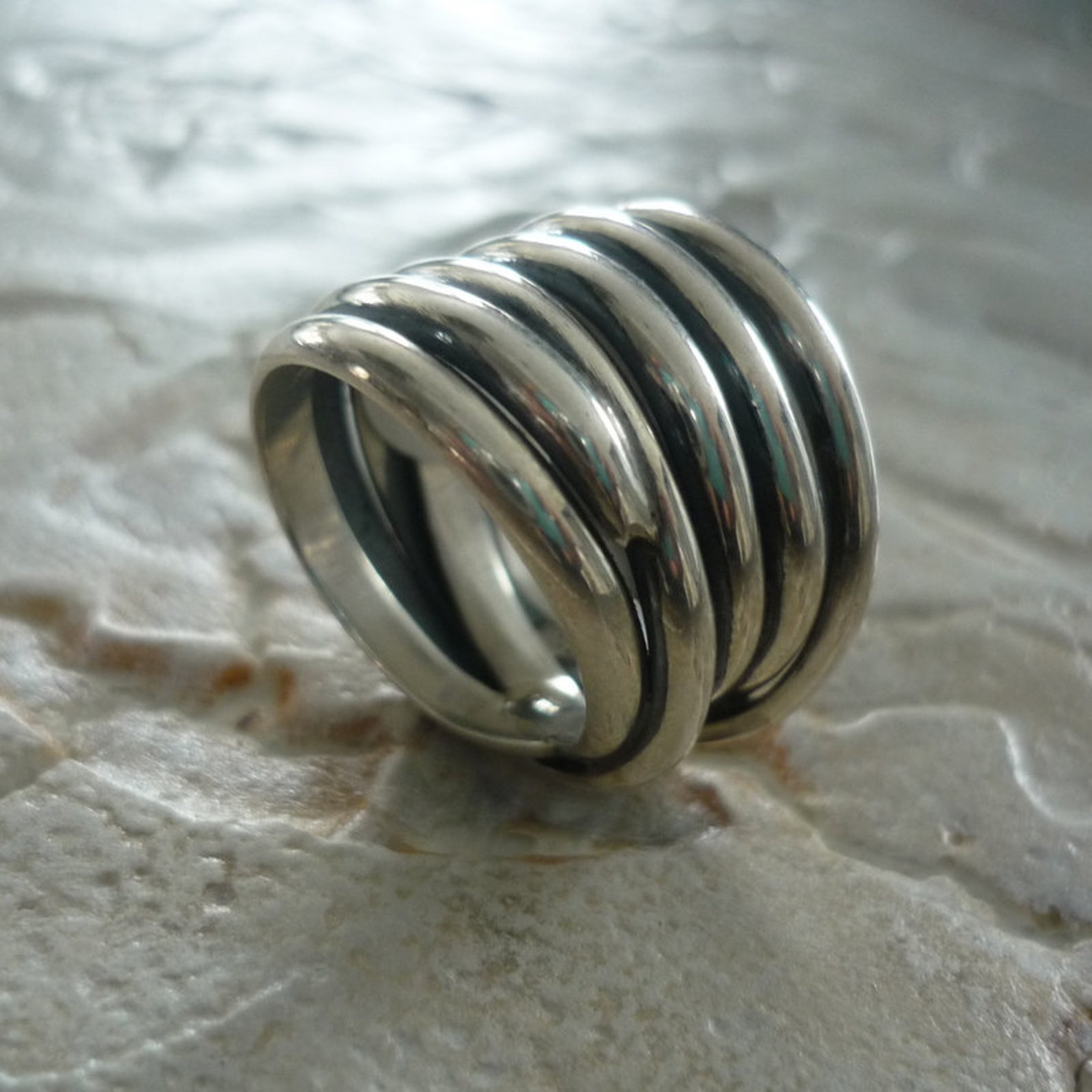 Sterling Silver Ring Wire Wrapped Ring Wide Silver Ring - Etsy