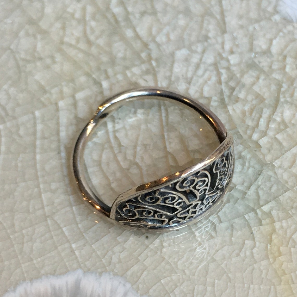 Sterling Silver Ring Tribal Silver Ring Semi Round Statement - Etsy