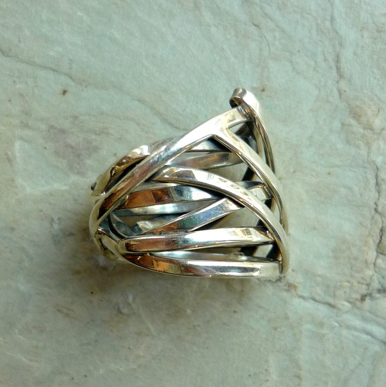 Silver Wire Wrapped Ring Sterling Silver Ring Wide Silver - Etsy
