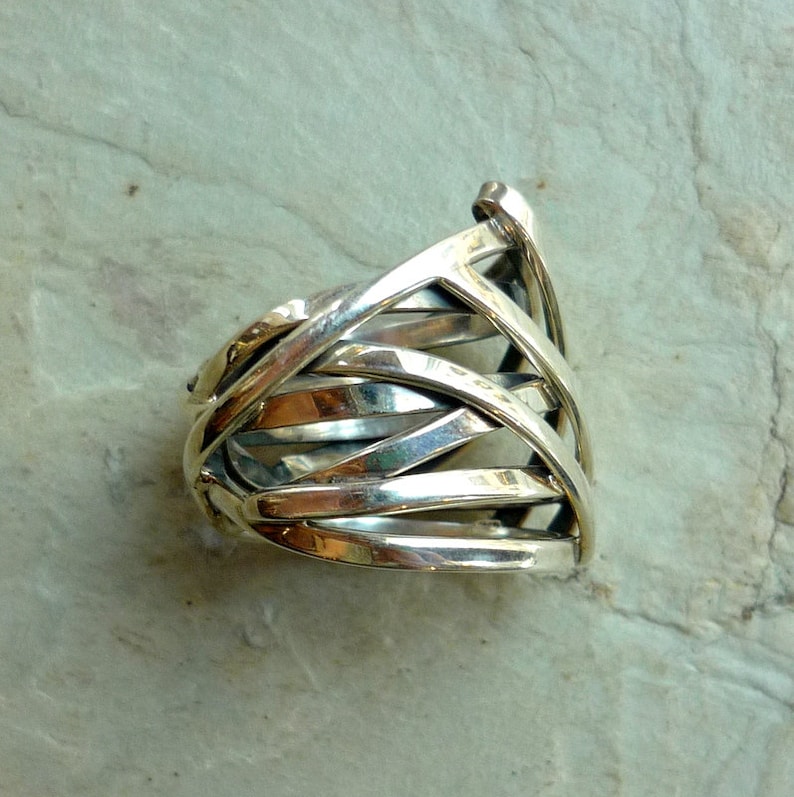Silver Wire Wrapped Ring Sterling Silver Ring Wide Silver | Etsy