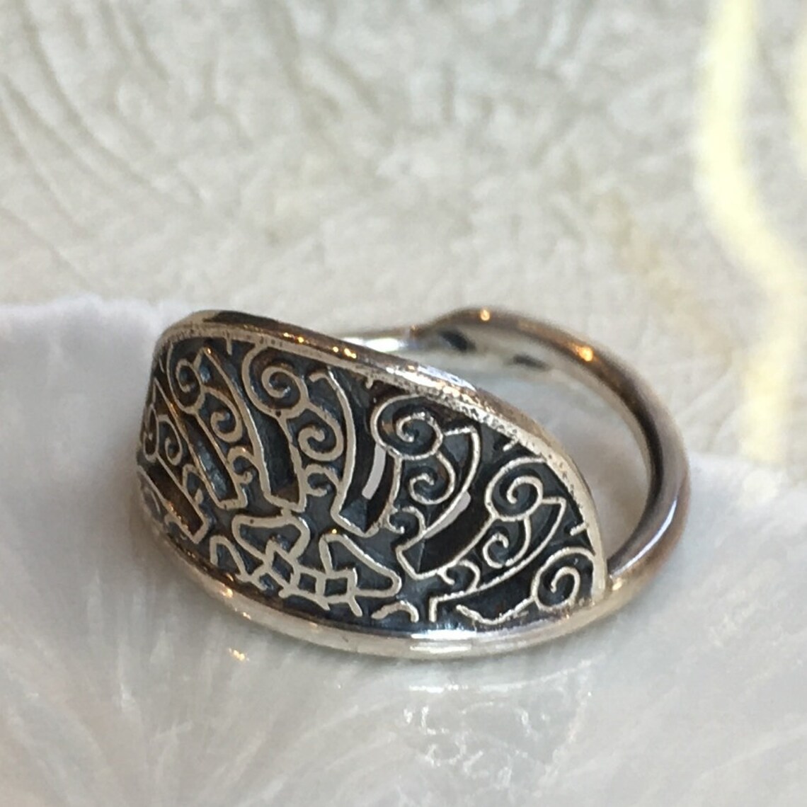 Sterling Silver Ring Tribal Silver Ring Semi Round Statement - Etsy