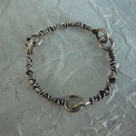 Sterling Silver Bracelet Silver Wire Wrapped Bracelet | Etsy