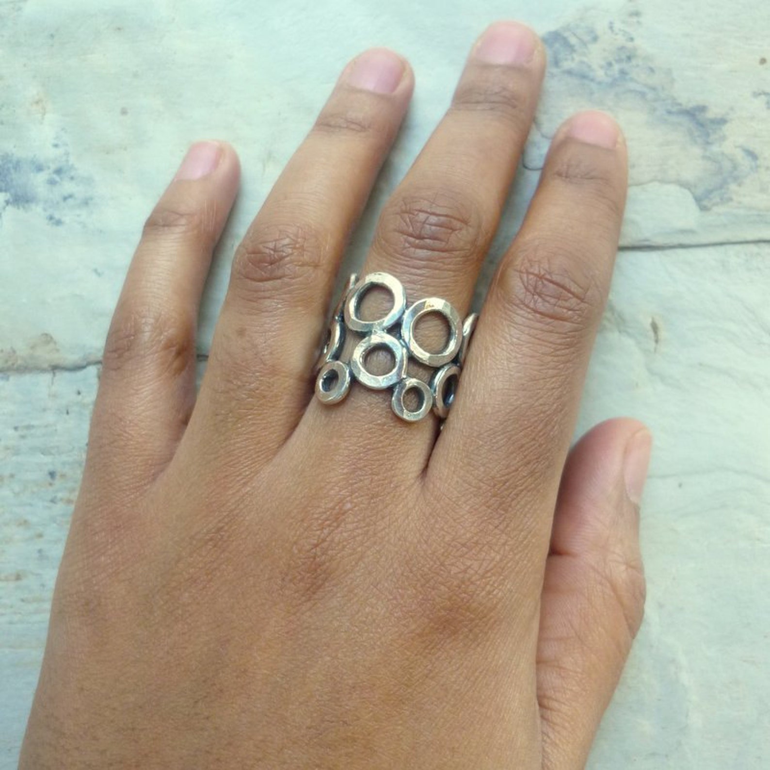 Sterling Silver Ring Circles Ring Statement Ring Circles - Etsy