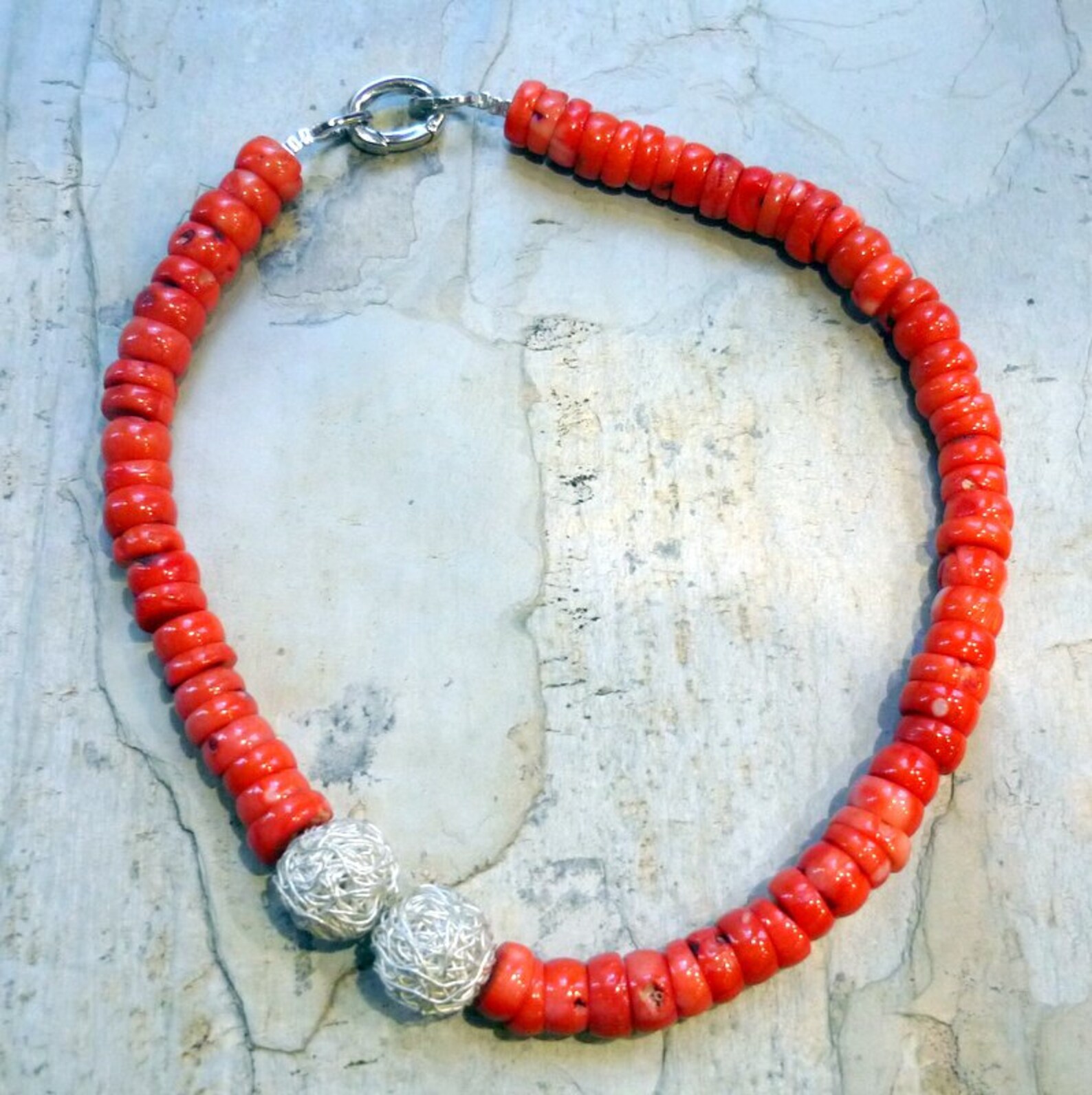 Coral Stone Necklace, Statement Necklace, Orange Necklace, Chunky ...