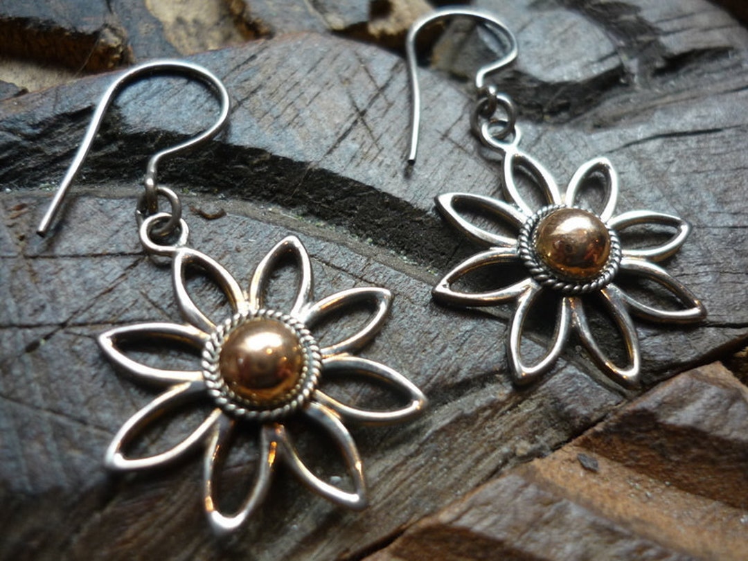 Silver Flowers Earrings Sterling Silver Earrings Flower - Etsy