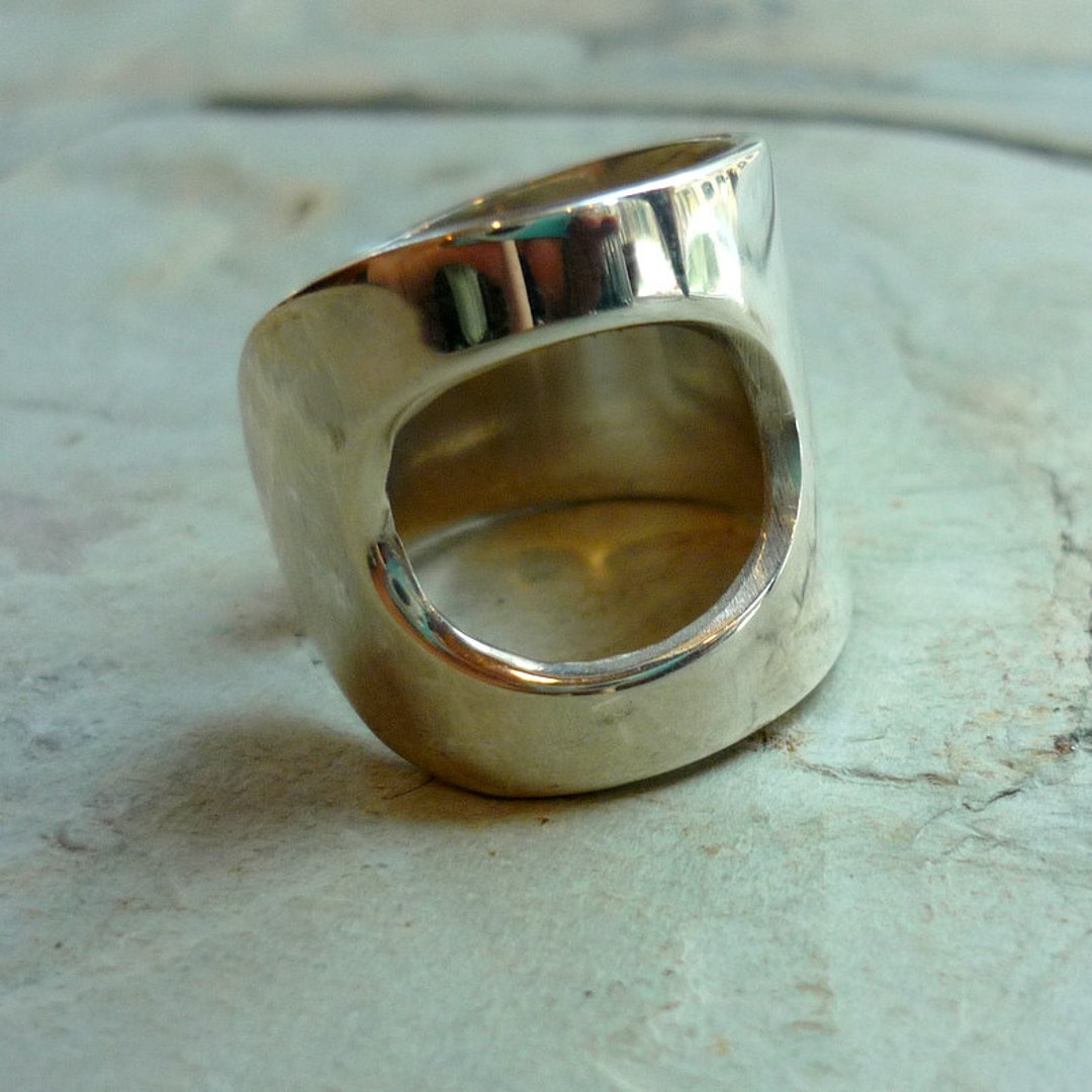 Sterling Silver Ring, Wide Cut Out Band, Chunky Silver Ring, Wide Band ...