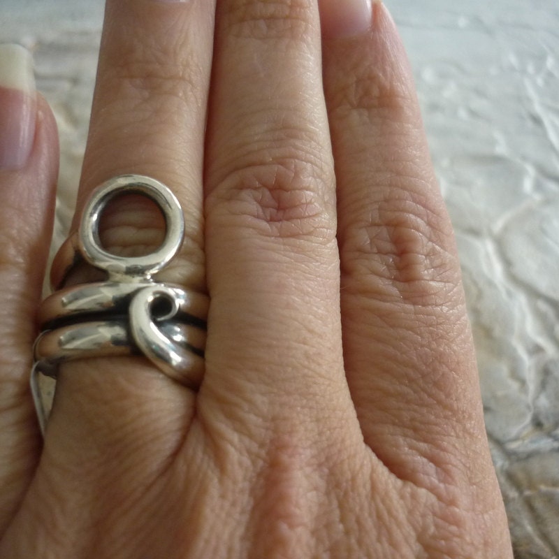 Sterling Silver Ring Wrapped Wide Ring Chunky Organic Ring - Etsy