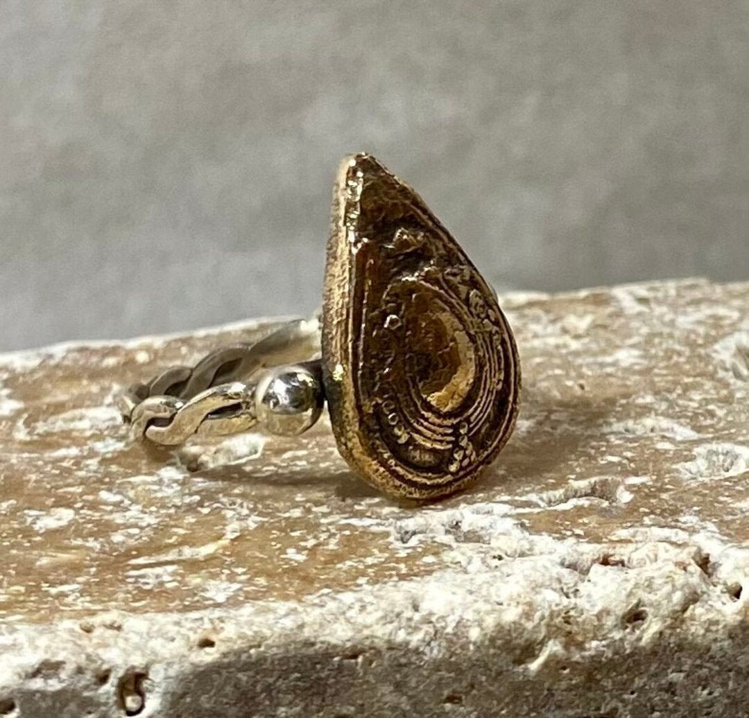 Drop Ring, Seal Ring, Signet Ring, Silver Bronze Ring, Rustic Ring ...