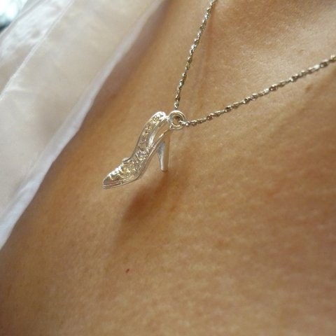 Tiny High Heel Shoe Pendant Silver Plated Shoe Pendant Fine - Etsy