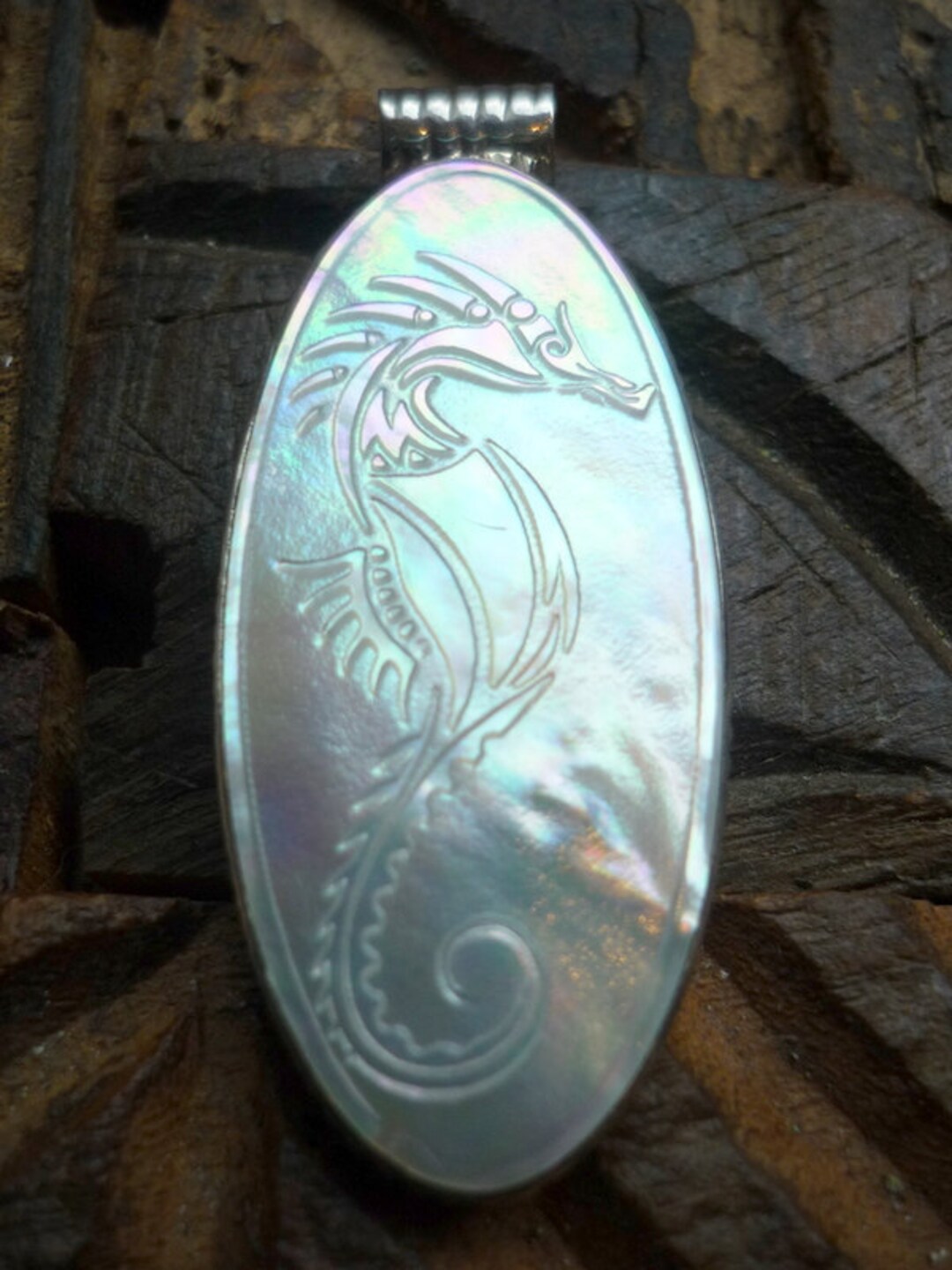 Silver Shell Pendant, Seahorse Carved Pendant, Shell Carved Seahorse ...