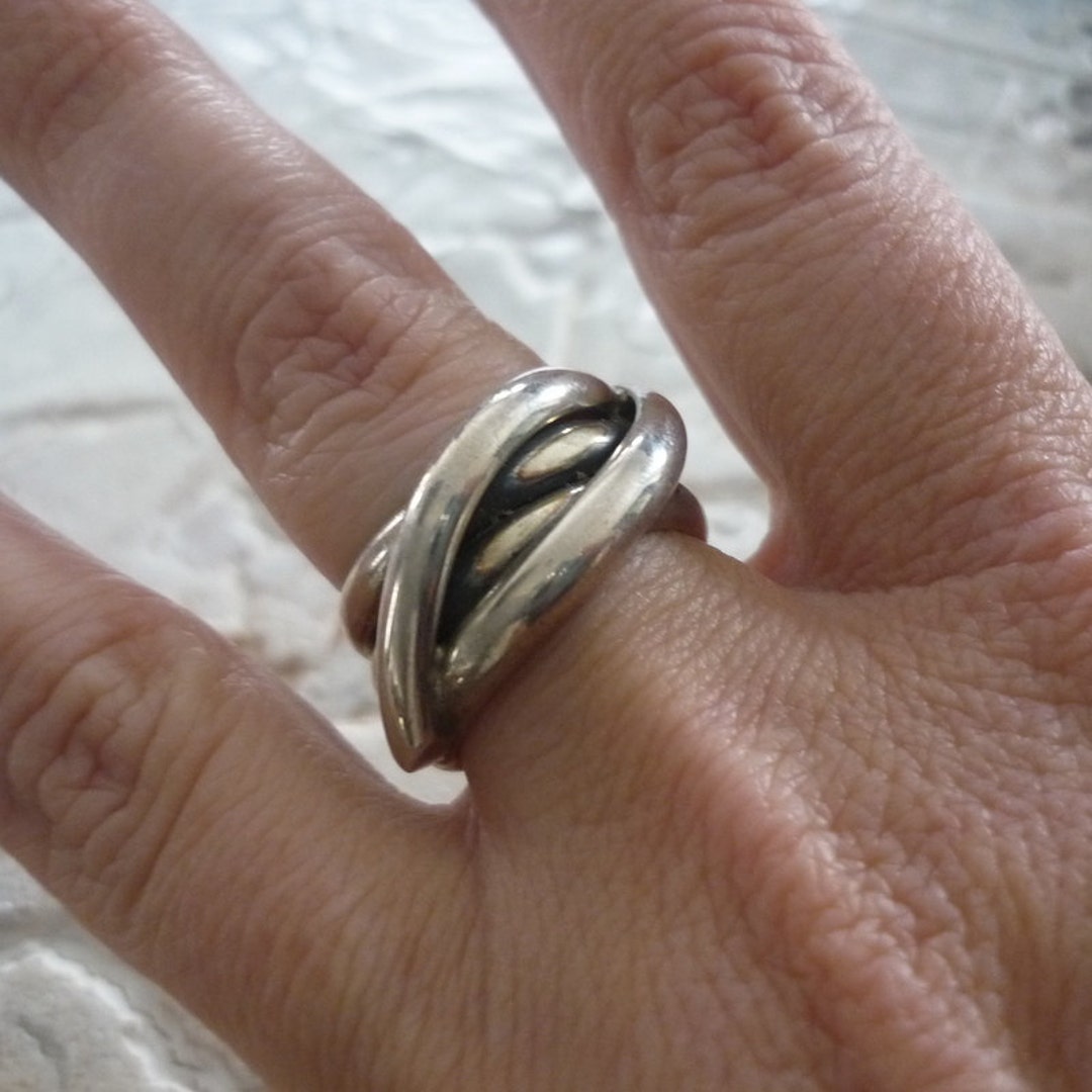 Sterling Silver Ring, Wire Wrapped Ring, Organic Silver Ring, Wide ...
