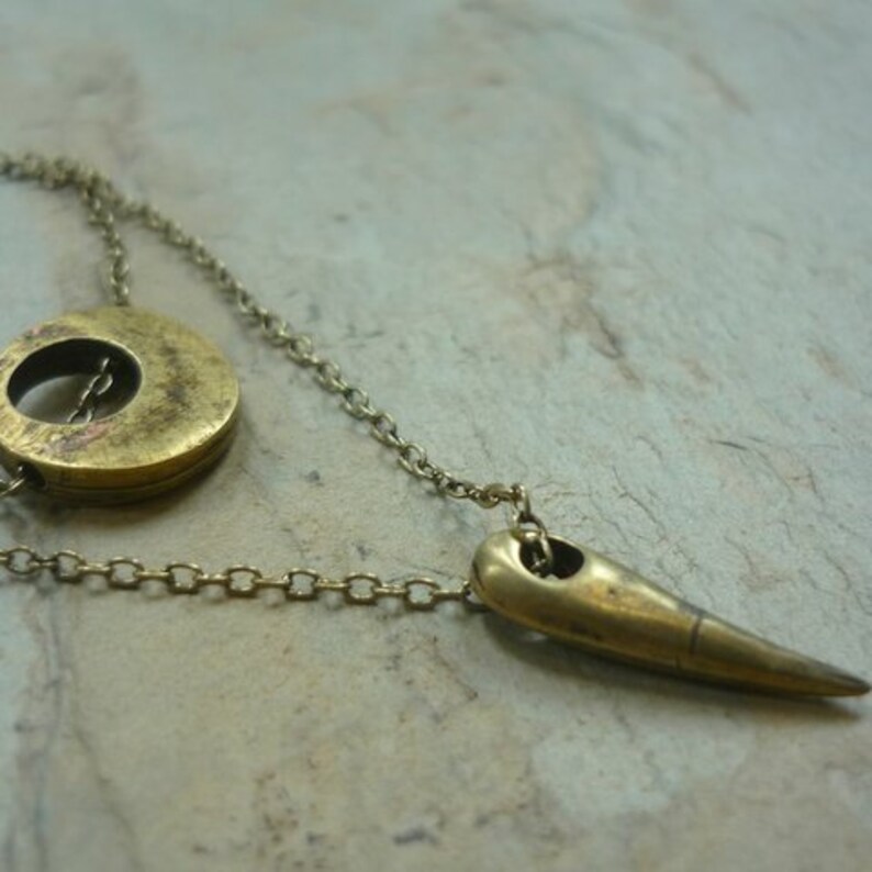 Brass Spike Necklace Small Brass Spike Pendant Layering | Etsy