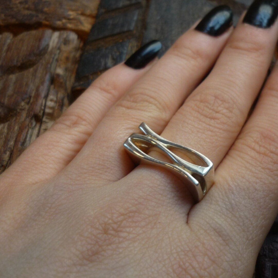 Wavy Silver Ring, Sterling Silver Ring, Modern Silver Ring, Funky ...