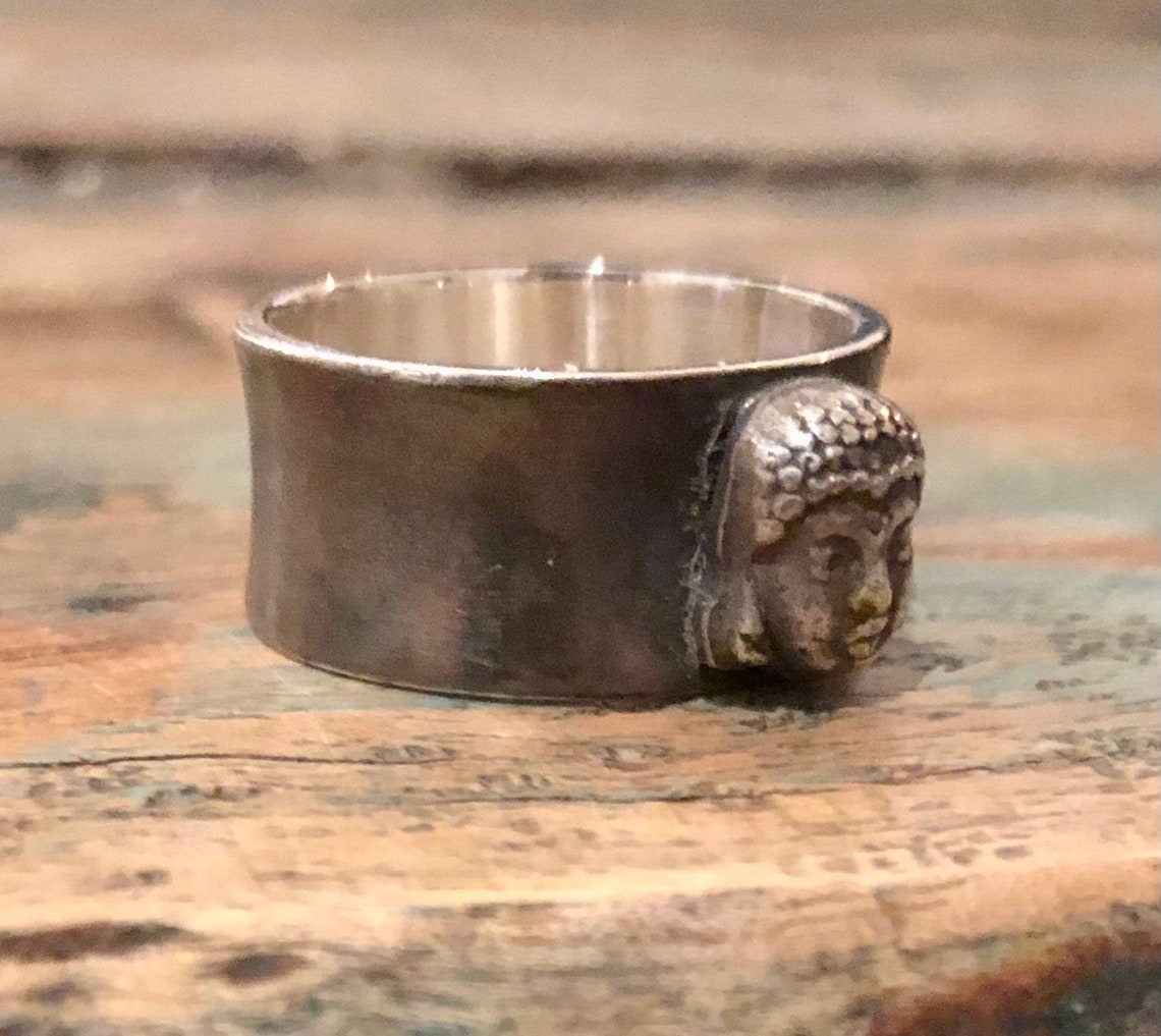 Buddha Ring Sterling Silver Ring Zen Ring Oxidized Silver - Etsy