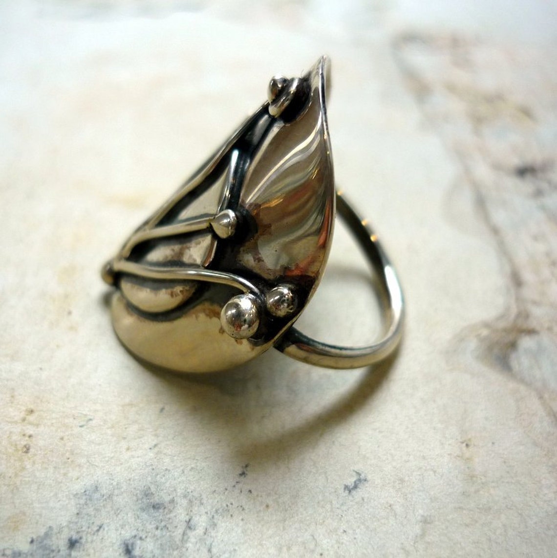 Sterling Silver Ring, Statement Silver Ring, Modern Silver Ring, Chunky ...
